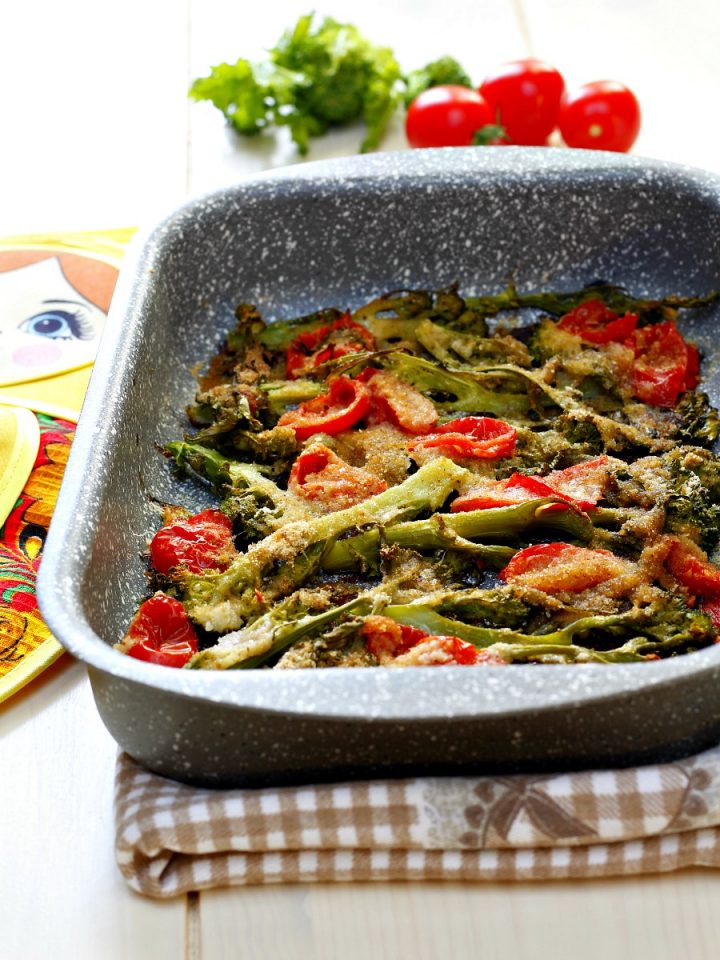Cime di rapa al forno gratinate, ricetta facile senza sbollentatura