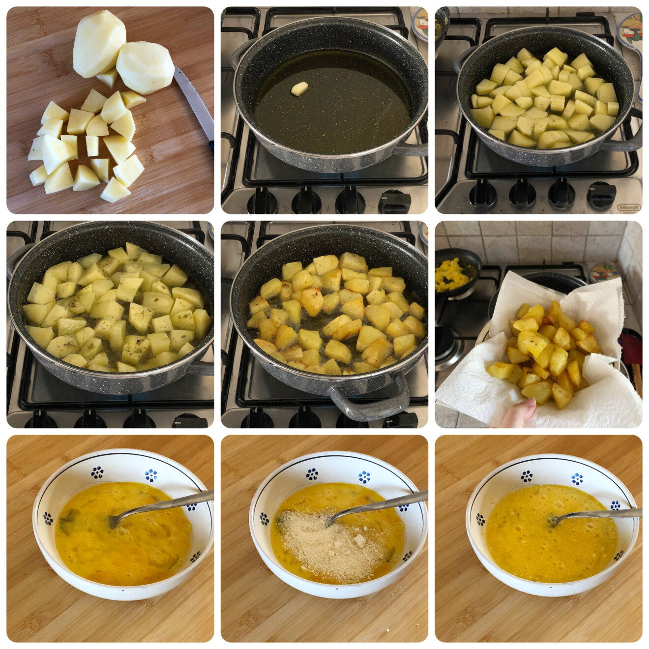 Patate con origano e uova strapazzate - La mimosa rosa